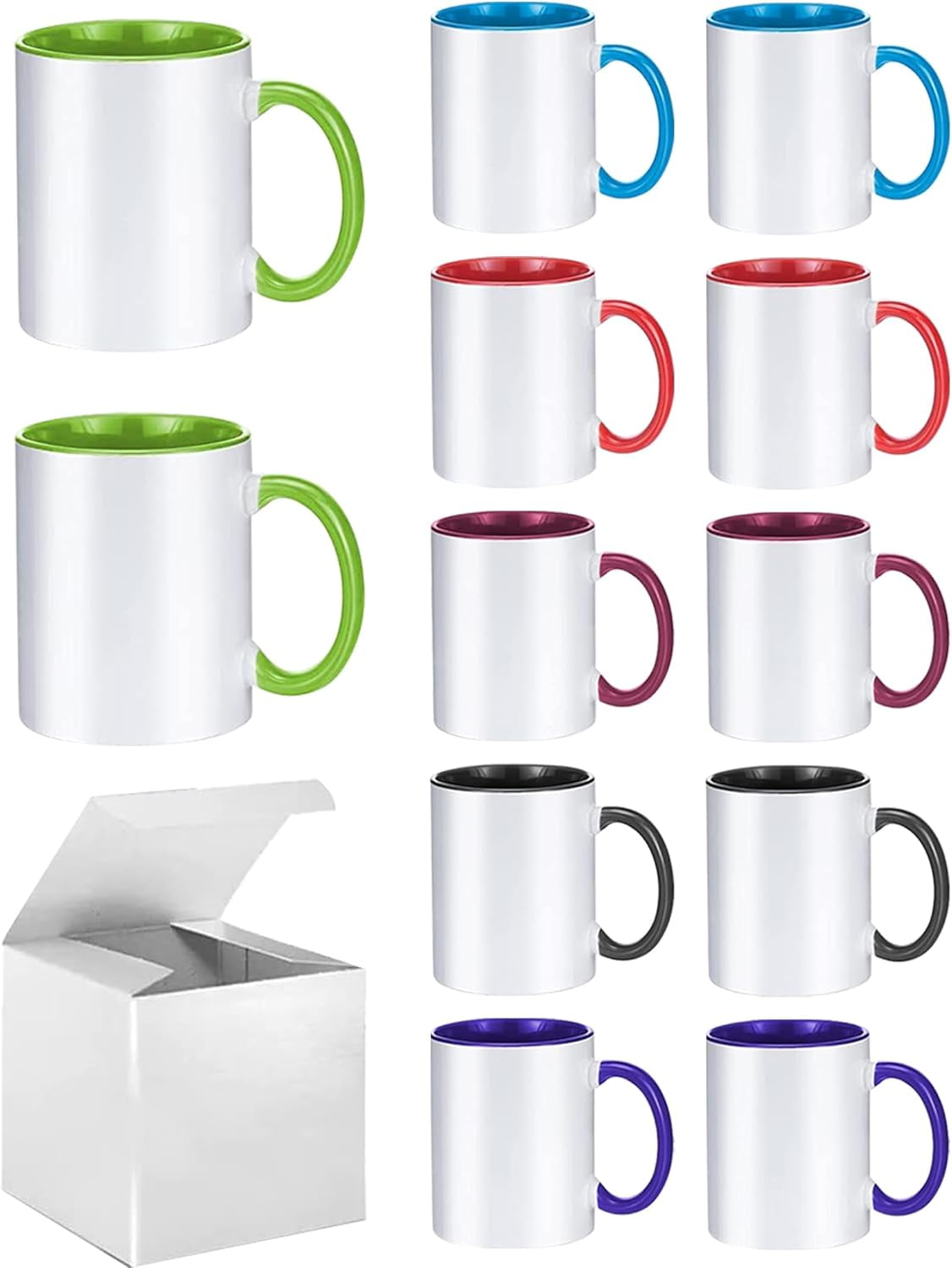 Myst Design Ceramic Mugs, 11oz, 12-Pack, Assorted Colors, Microwave ...