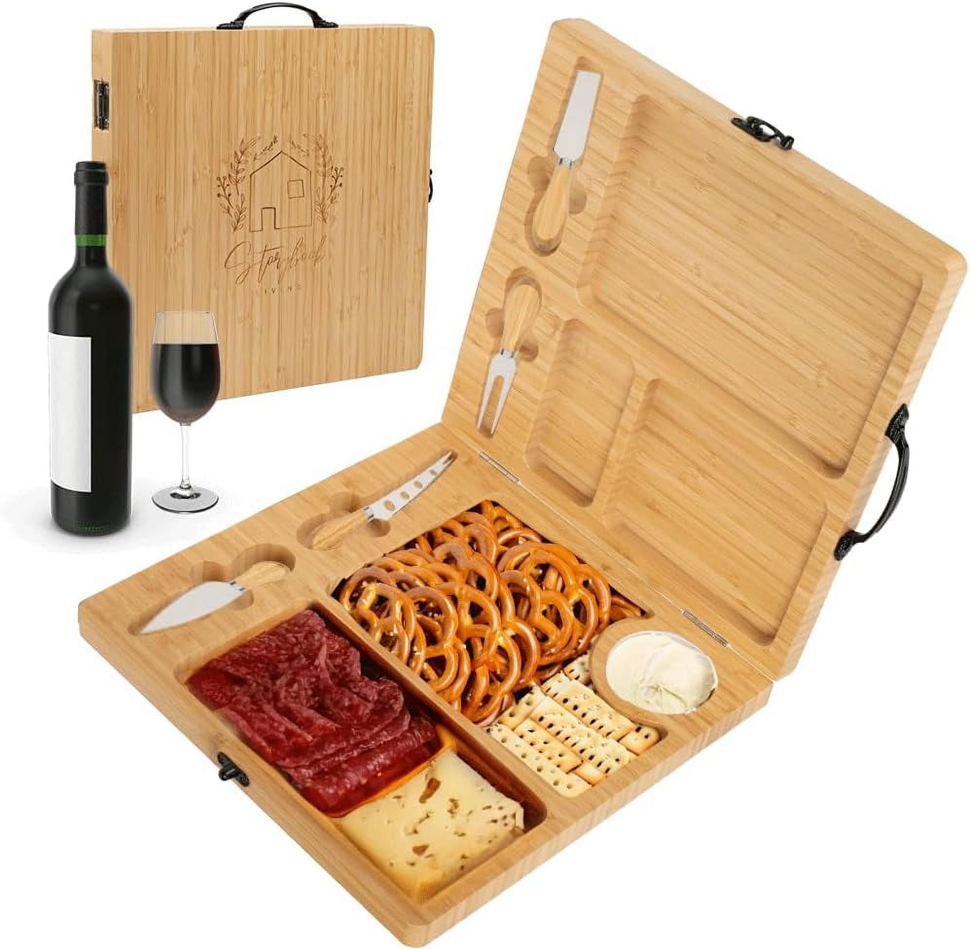 Myst Design Charcuterie Board - Large Bamboo Cheese Board with Magnetic ...