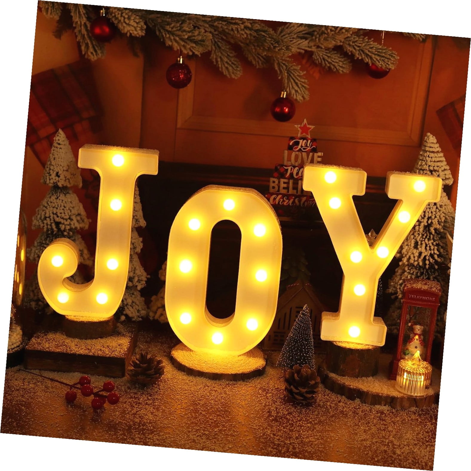 Myst Design Christmas Indoor Decorations, 3 Marquee Light Joy Sign ...