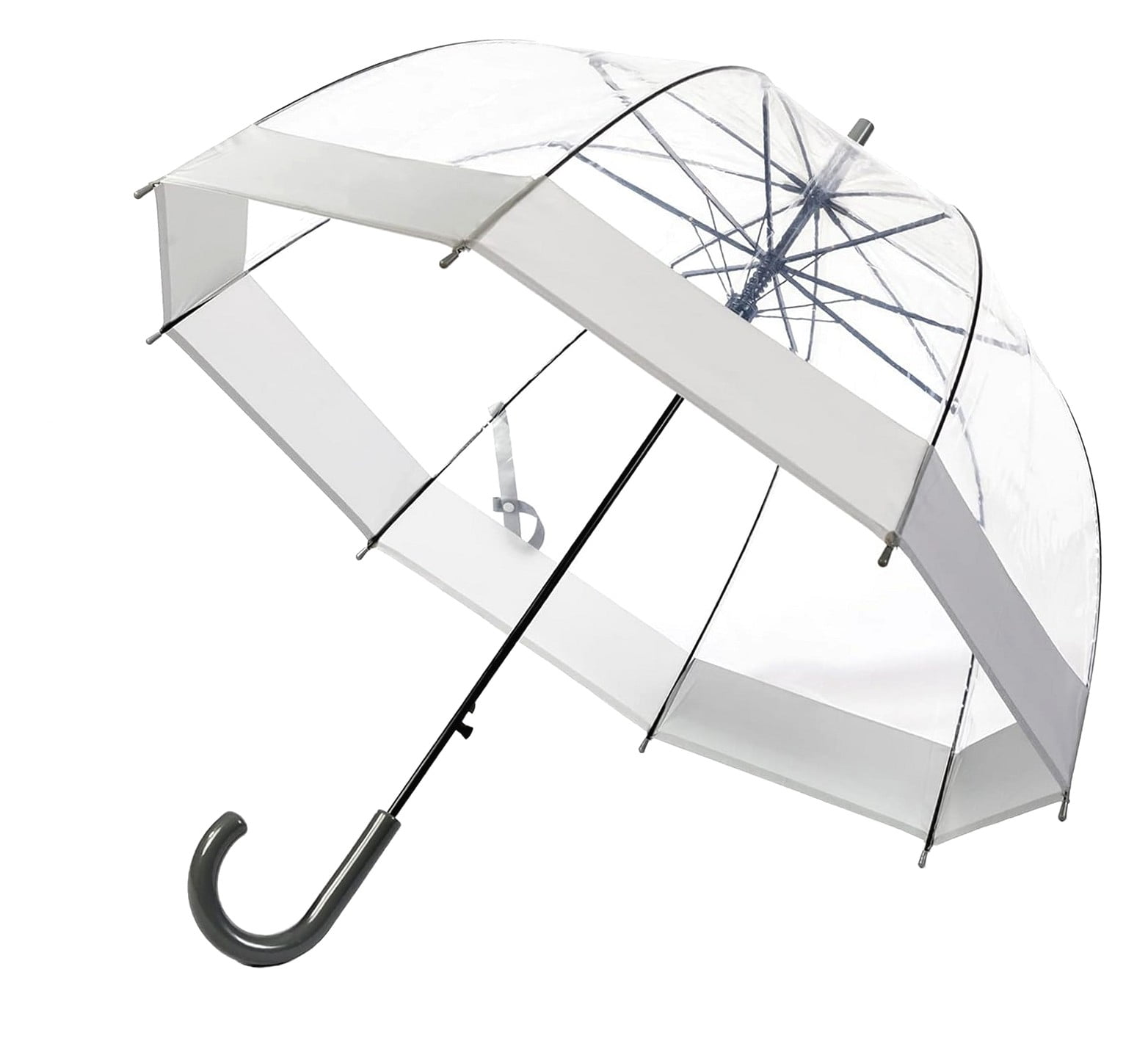 Myst Design Clear Umbrella Grip Handle Sturdy Plastic Dome 8 Ribs Auto ...
