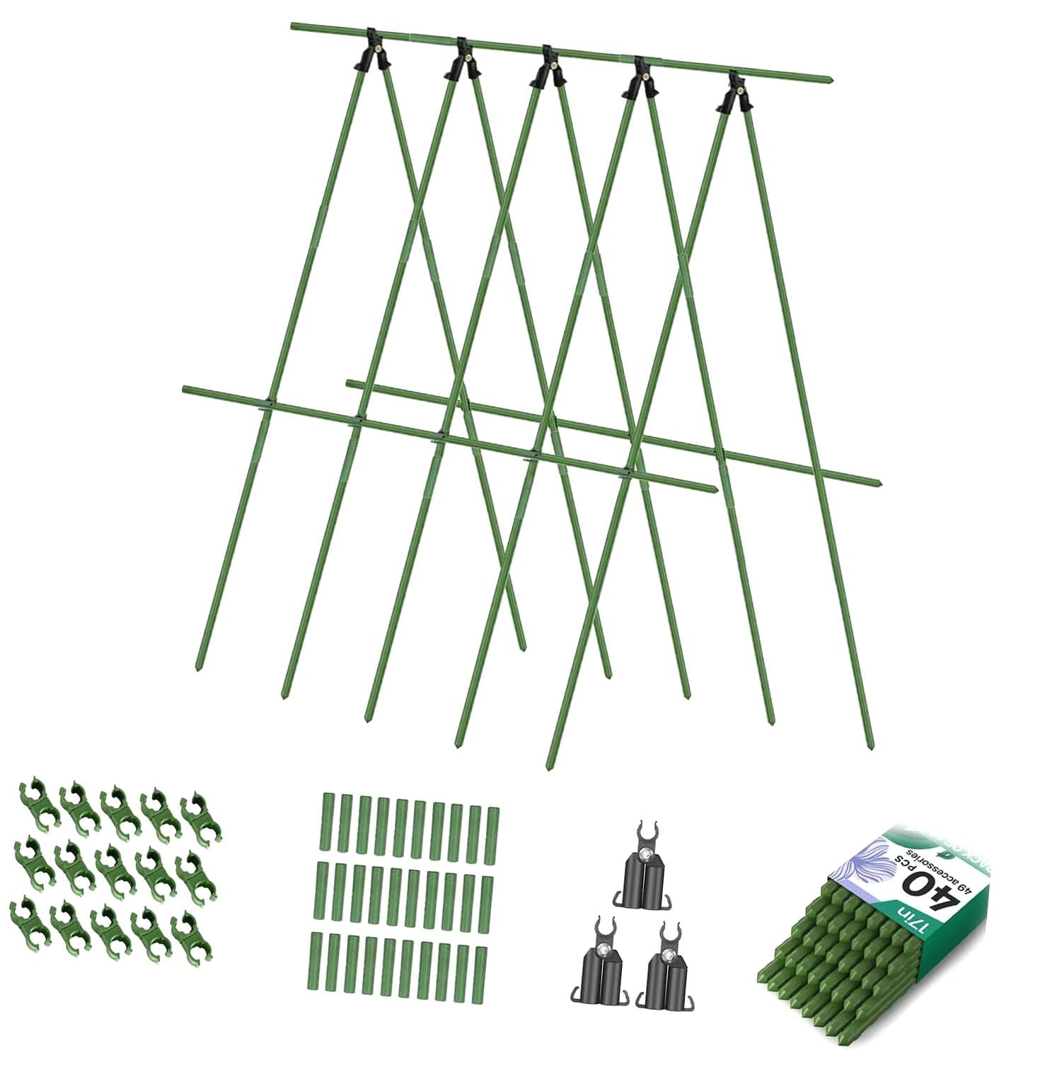 Myst Design Climbing Plant Trellis, 40 Pack 17" Tomato Support Stakes ...