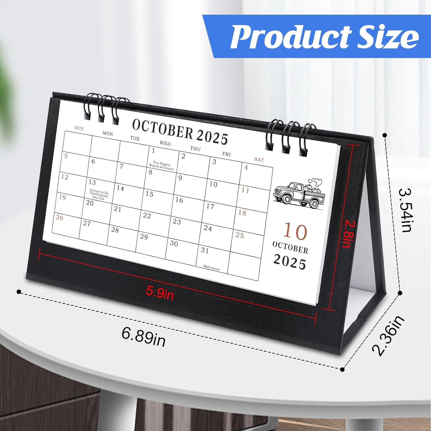 Myst Design Compact Desk Calendar 2025-2026, Standing Flip Calendar ...