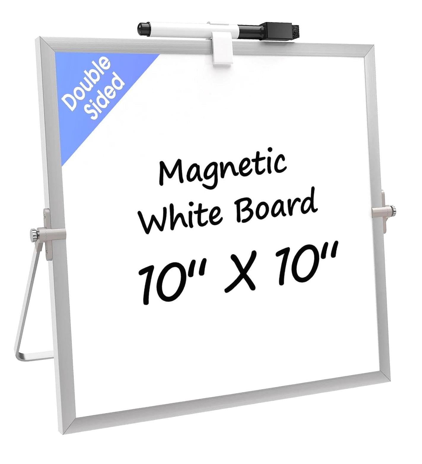 Myst Design Compact White Board with Stand, 10" x 10" Two-Sided ...