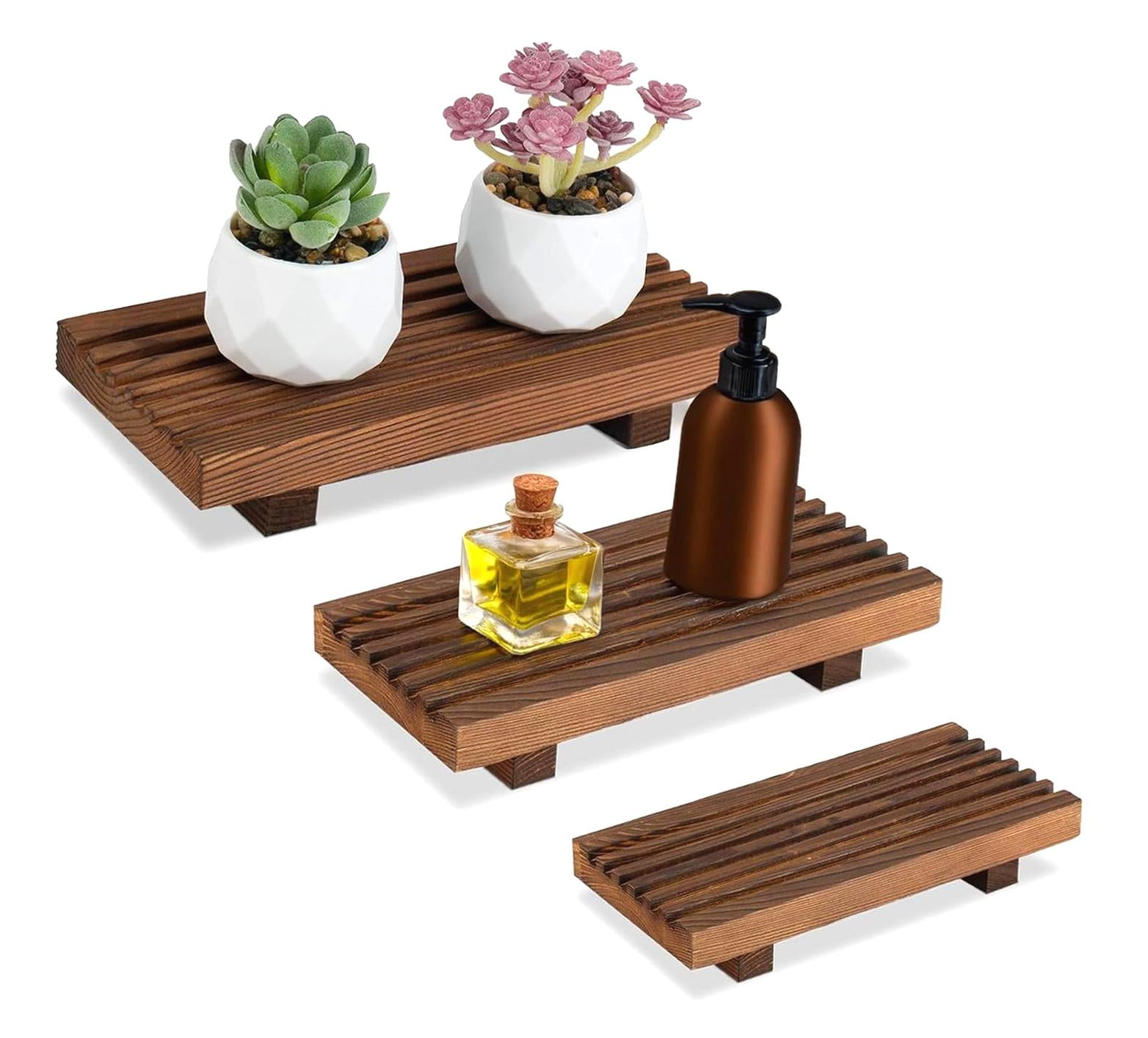 Myst Design Compact Wooden Tray Stand, Rustic Wood Riser for Kitchen ...