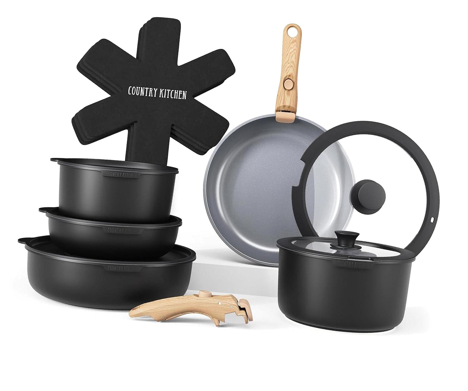 Myst Design Cookware Set with Removable Handle, Oven & RV Safe Pots and ...
