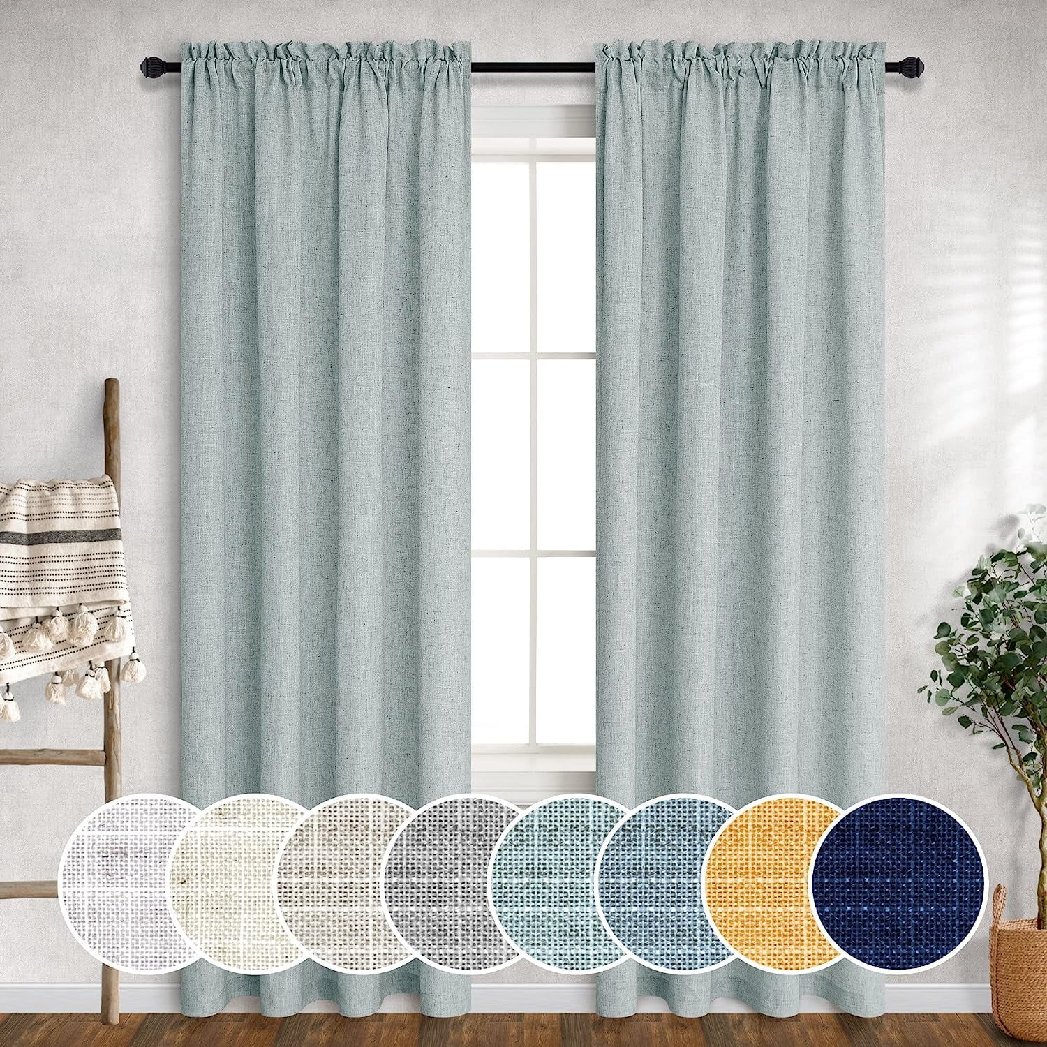 Myst Design Curtains 84 Inches Long for Bedroom, 2 Panels with Rod ...