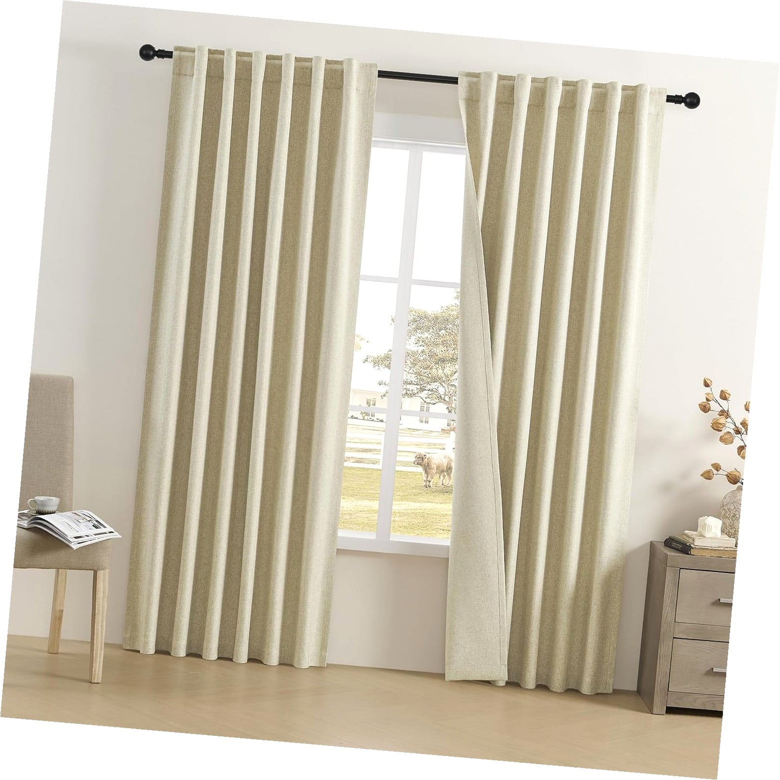 Myst Design Curtains 90 Inch Long 2 Panels Set Back Tab Rod Pocket ...