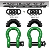 Myst Design D Shackle 3/4" Shackles (2 Pack) with 41,887Ibs Break ...