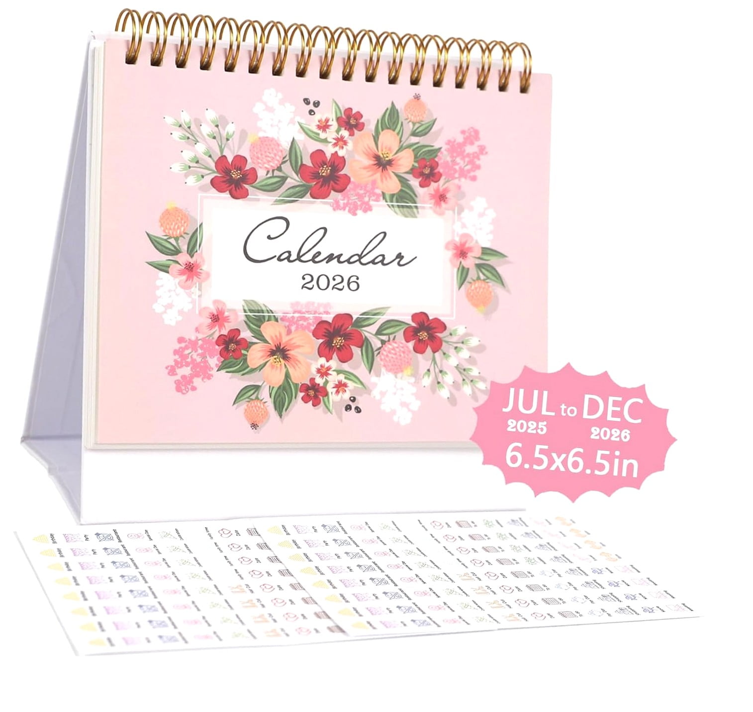 Myst Design Desk Calendar 2025-2026, Small Desktop Calendar 6.5" 6.5 ...