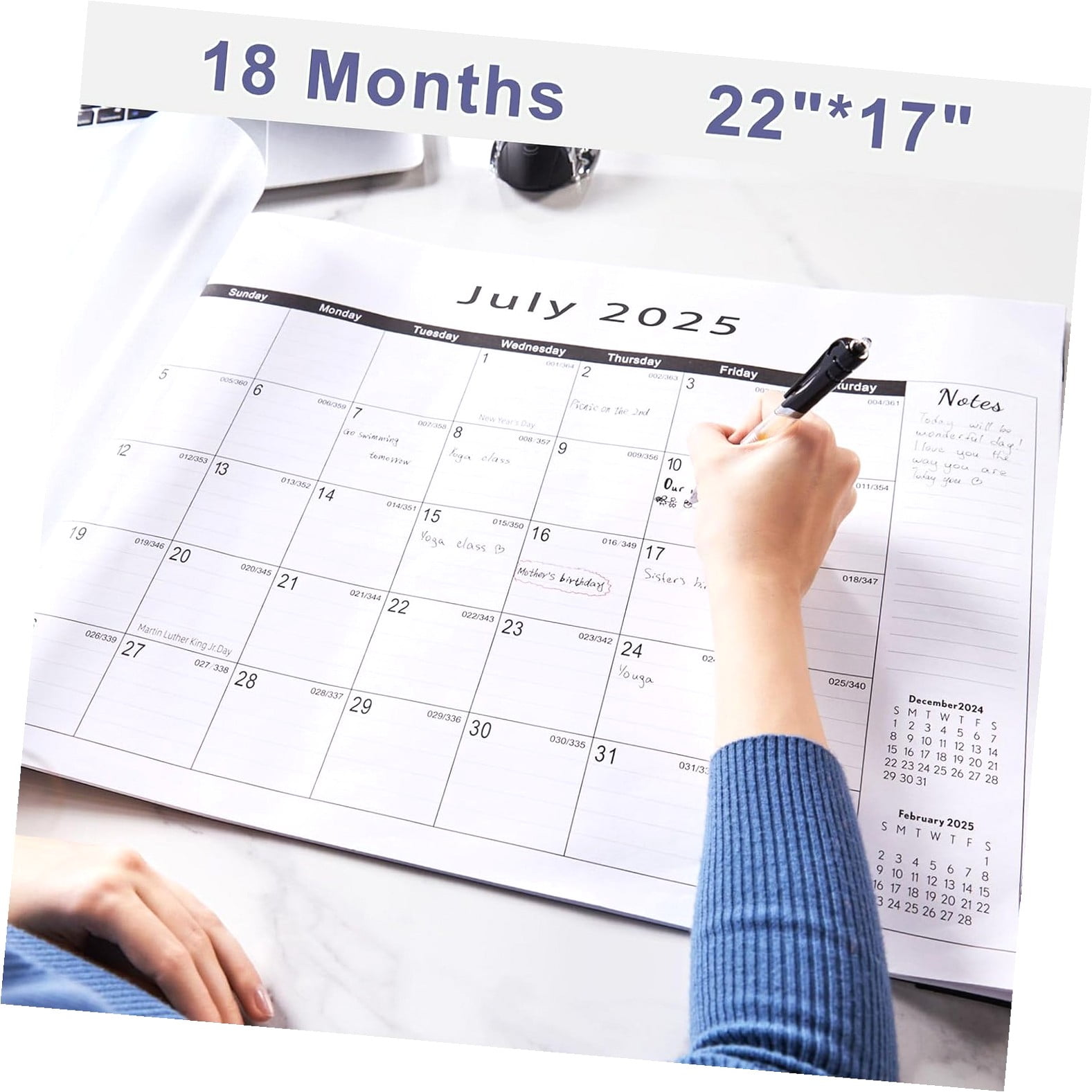 Myst Design Desk calendar July 2025 December 2026 large 22x17, desktop ...