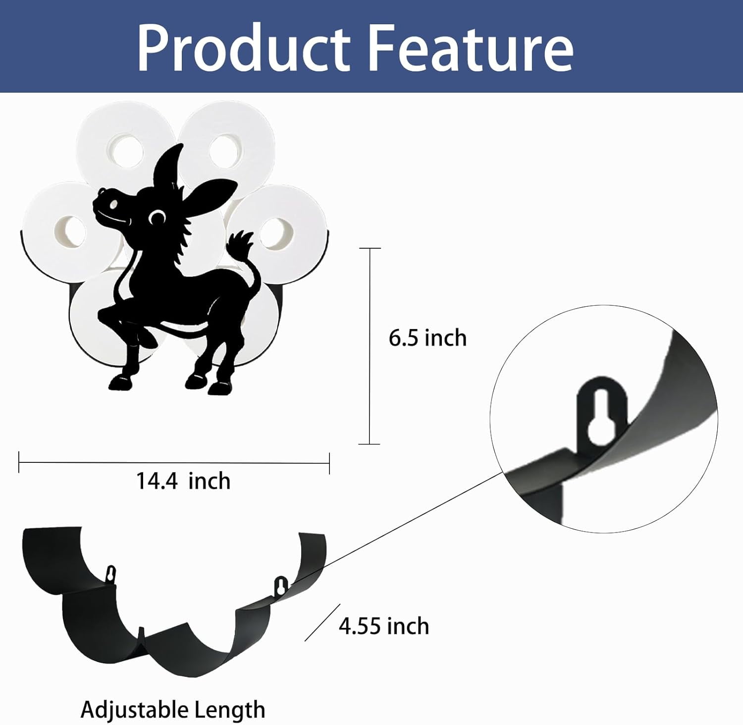Myst Design Donkey Toilet Paper Holder, Animal-Themed Decorative Metal ...