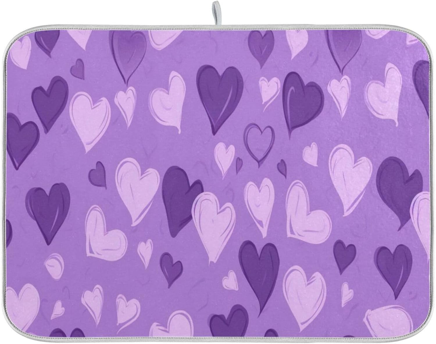 Myst Design Doodle Purple Heart Dish Drying Mat, Water Absorption Heat ...