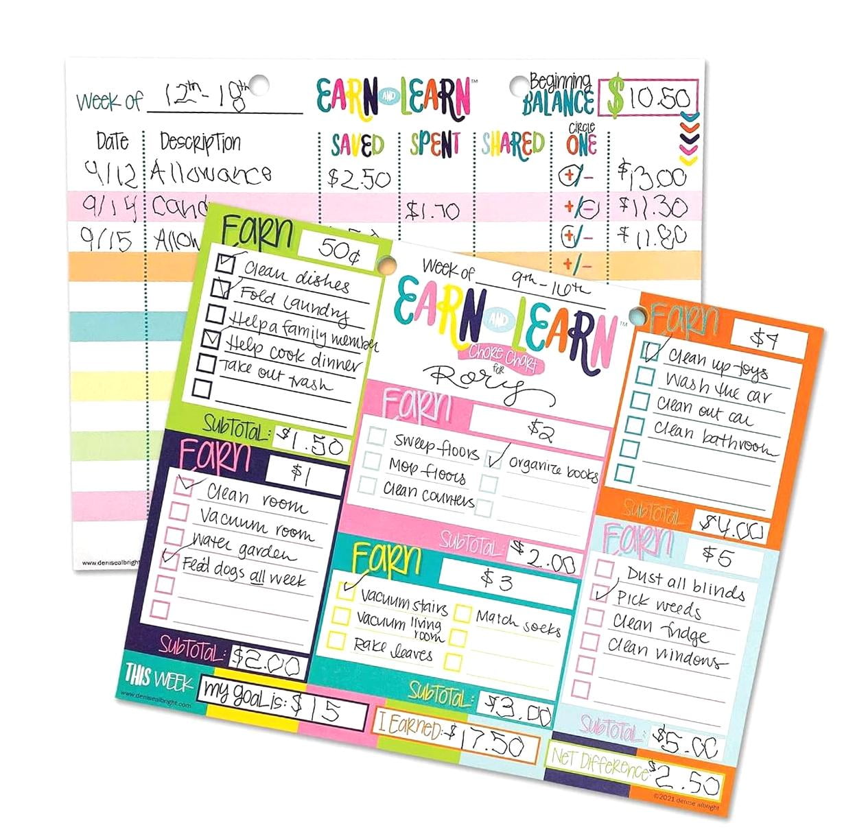 Myst Design Earn & Learn Chore Chart Pad | Savings Tracker Board ...