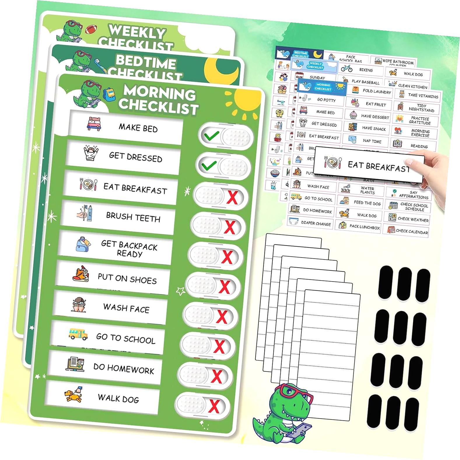 Myst Design Enhanced Slider 3-in-1 Routine Chart for Bedtime/Morning ...