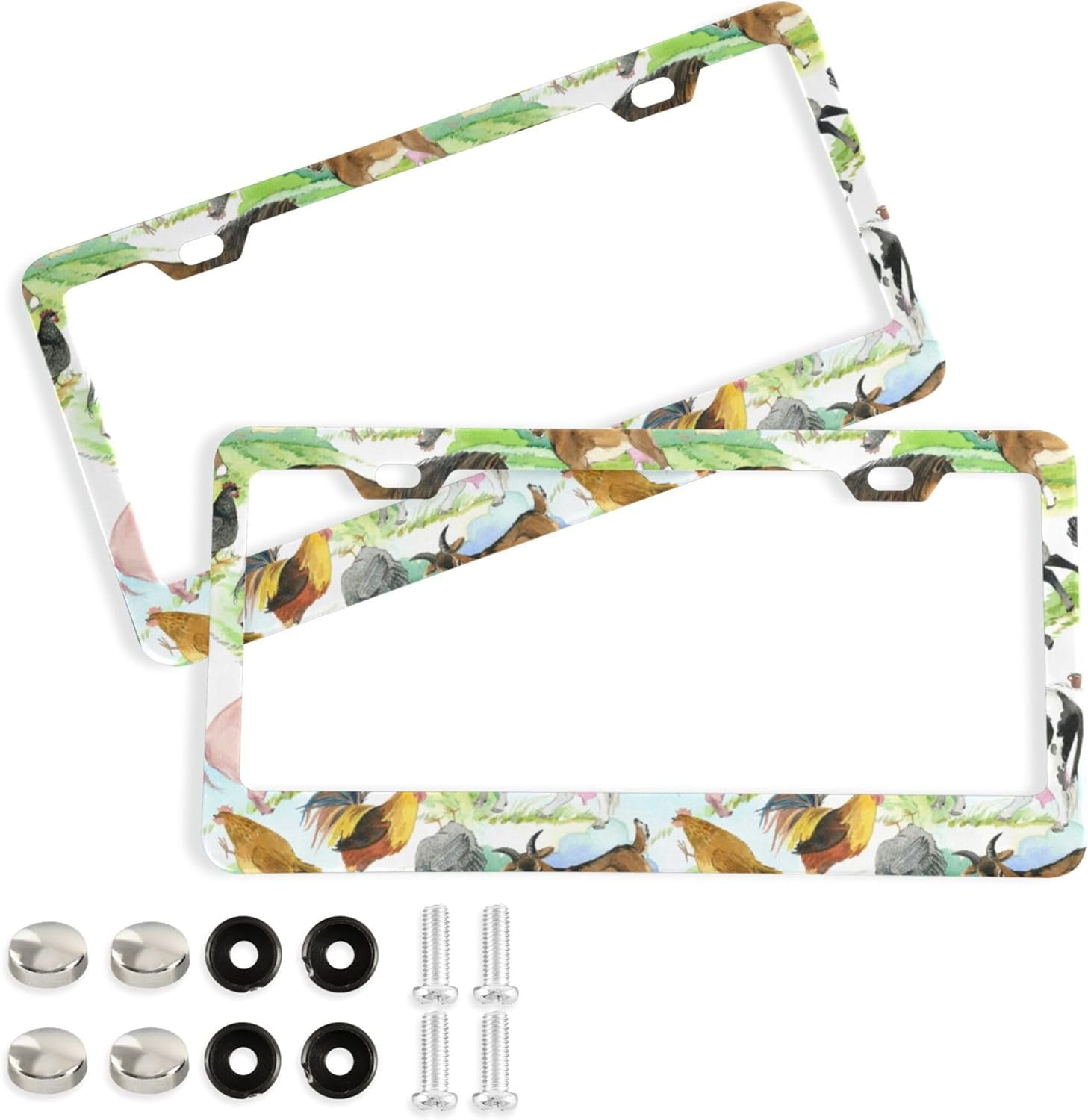 Myst Design Farms Animal Pattern License Plate Frames for 2 Screw Tag ...