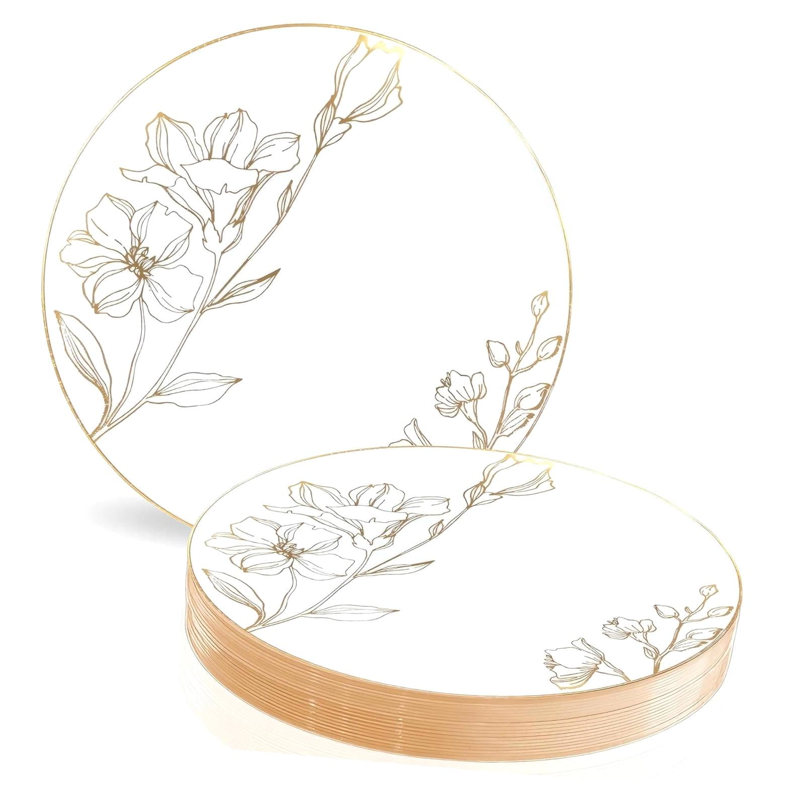Myst Design Floral Dinner Plates - 10 Inches | Set of 10 - Exquisite ...