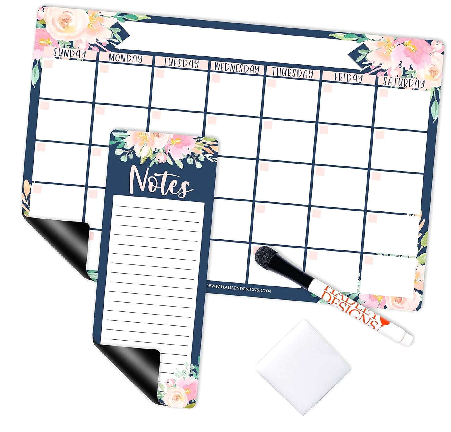 Myst Design Floral Magnetic Calendar for Fridge- Magnetic Whiteboard ...