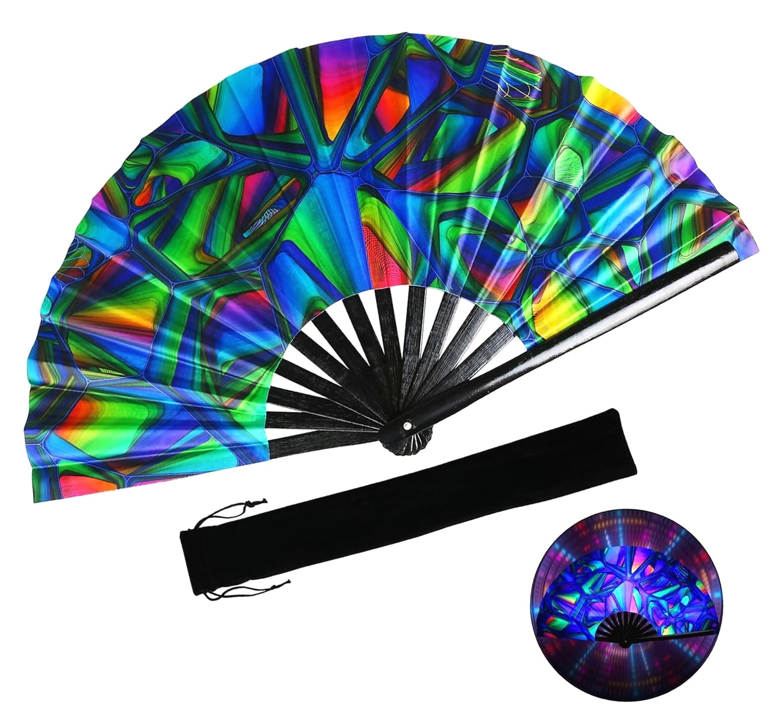Myst Design Folding Hand Fan 13 Inch Large Hand Fan for and UV Handheld ...