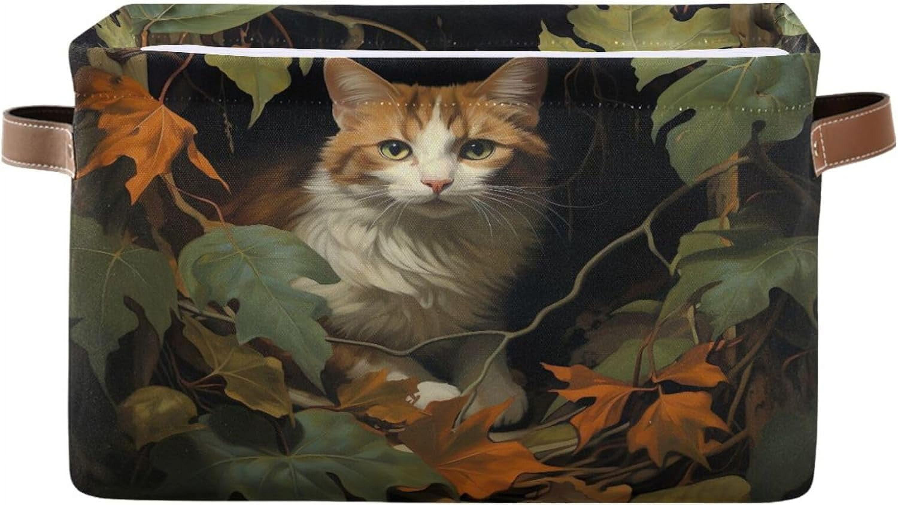 Myst Design Forest Cat Pattern Shelf Storage Baskets, Foldable Fabric ...