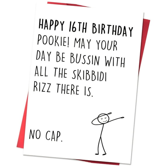 Myst Design Funny 16th Birthday Card: Standard 8x5.3in Sweet 16 ...