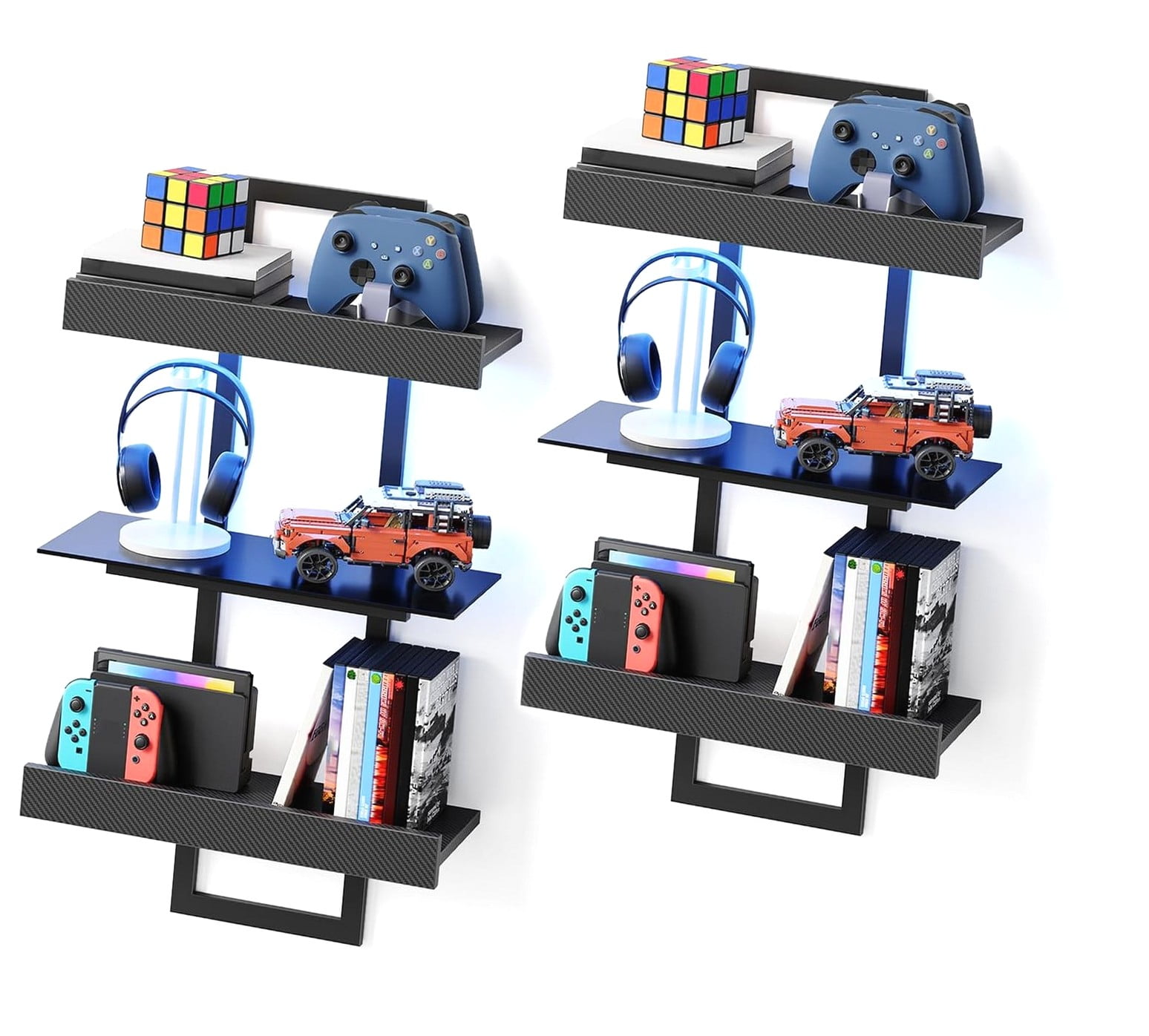 Myst Design Gaming Set of 2, 3-Tier Wall Mounted , Hanging Display Rack ...