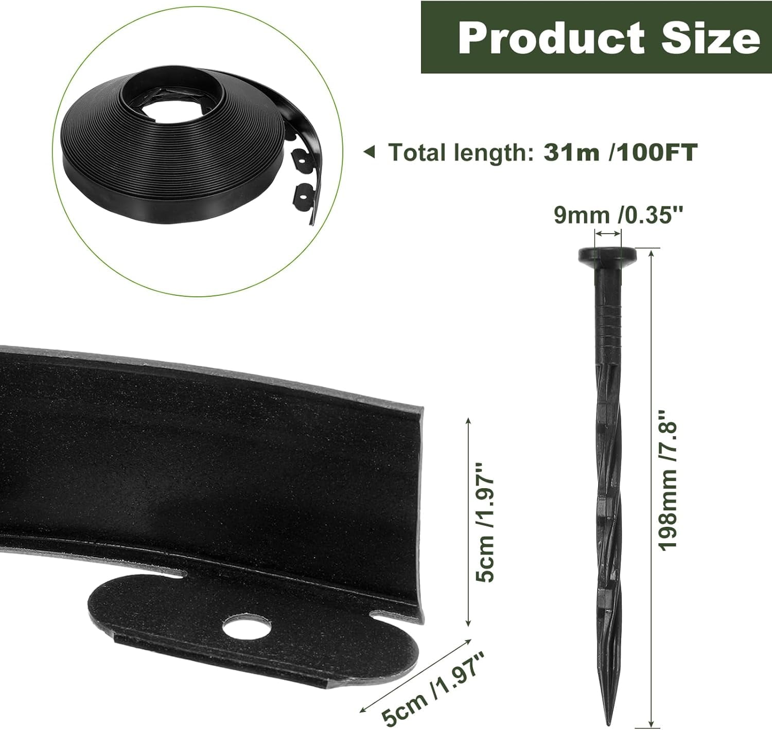 Myst Design Garden Edge Border, 1 Piece 100 Feet by 2 Inches - Dig-Free ...