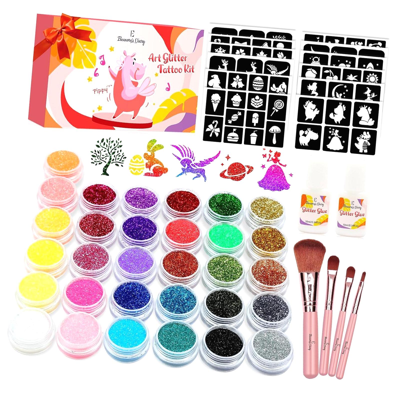 Myst Design Glitter Temporary Tattoo Kit - 31 Glitter Colors, 165 ...