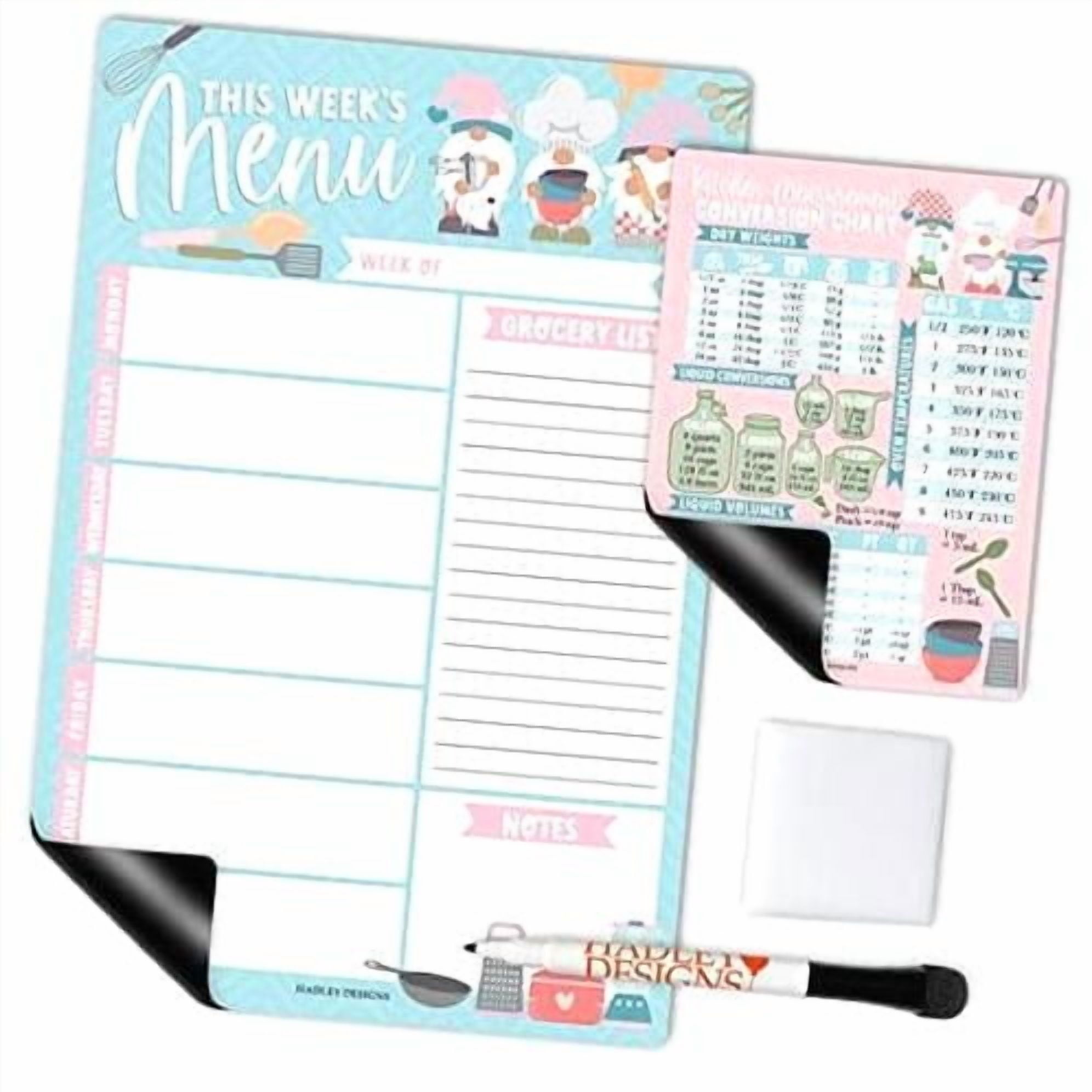 Myst Design Gnome Magnetic Weekly Meal Planner Board for Refrigerator ...