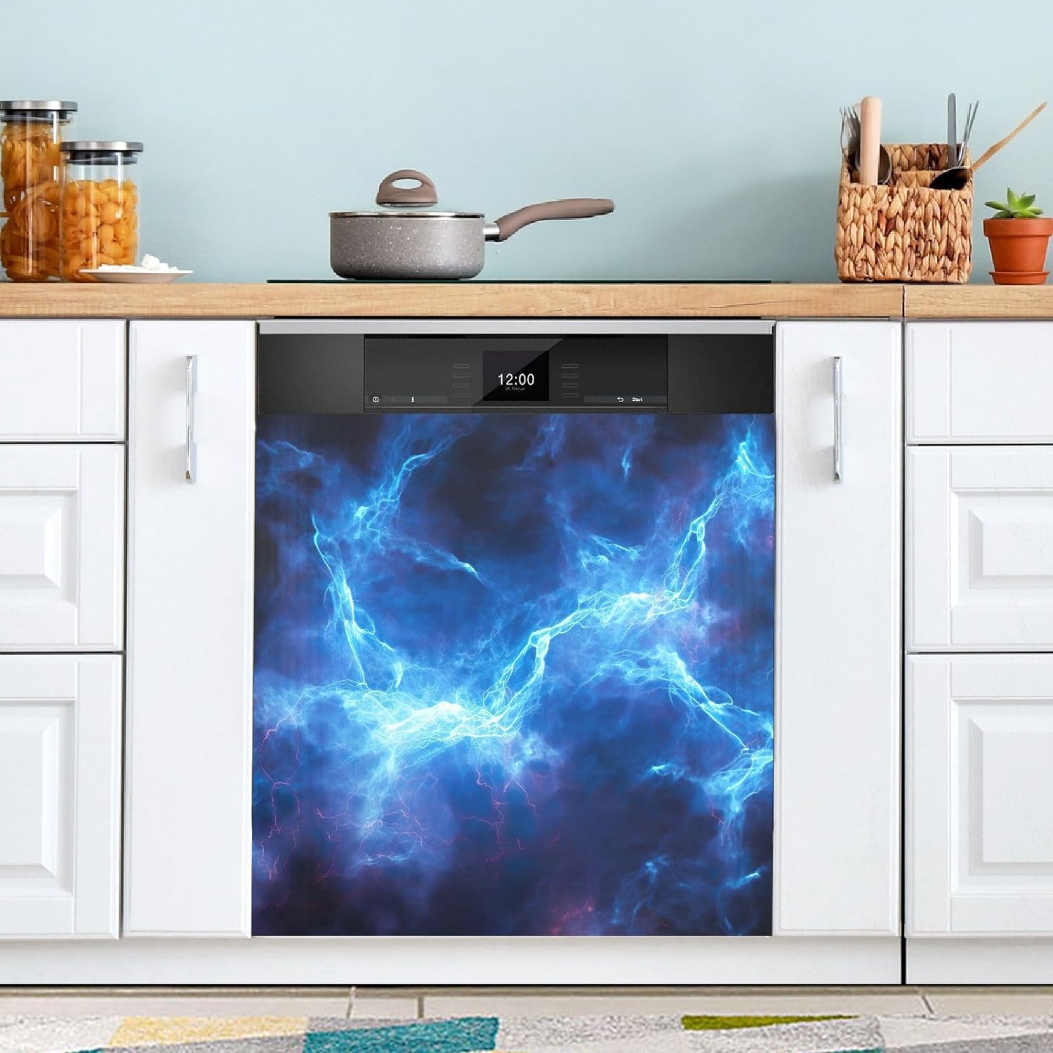 Myst Design Graffiti Blue Lightning Pattern Dishwasher Magnet Lid ...