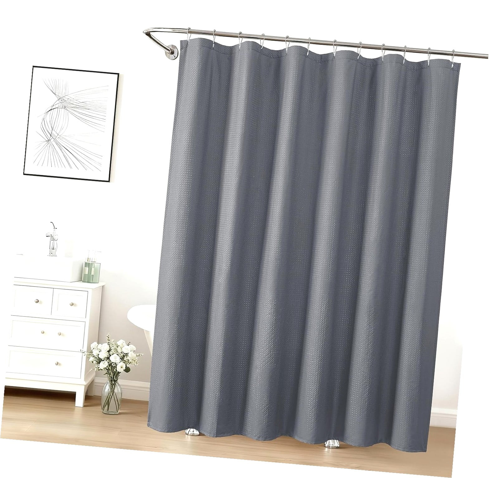 Myst Design Grey Shower Curtains for Bathroom, Dot Embossed Textured ...