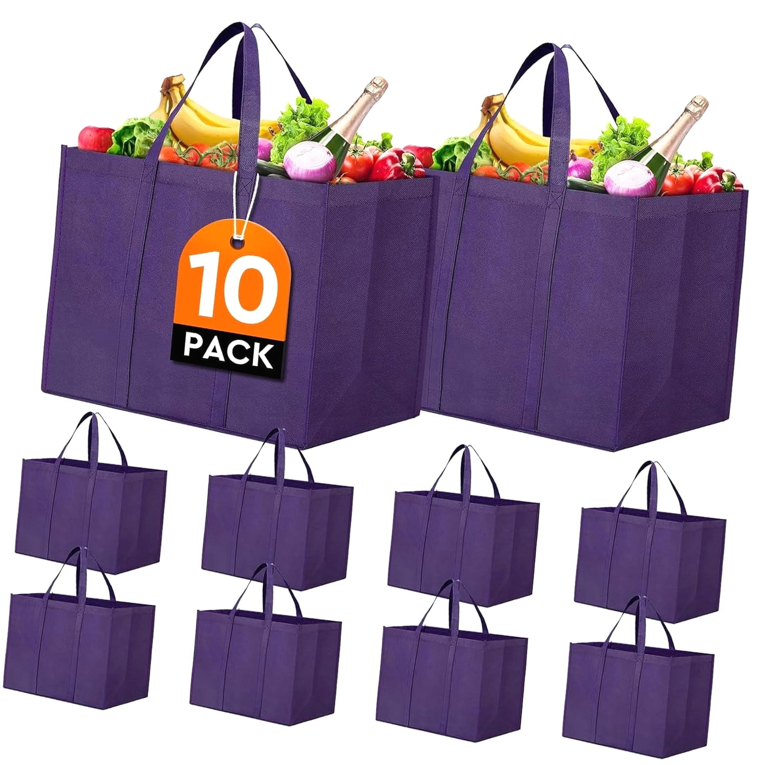 Myst Design Grocery Shopping Bags 10 Pack Large Foldable Tote Bags Bulk ...