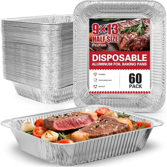 Myst Design Half-Size Aluminum Pans, 9x13, Foil Baking Pans for ...
