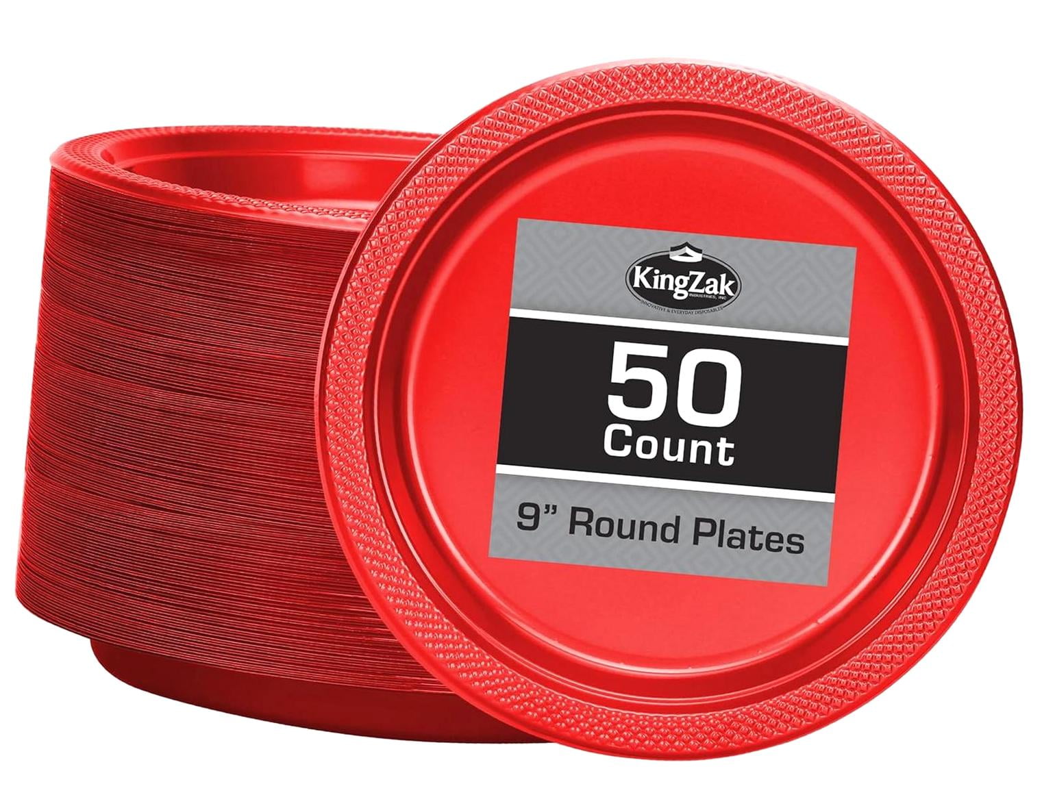 Myst Design Hanna K. Red Plastic Plates - 9 Inch, 50-Piece Set ...