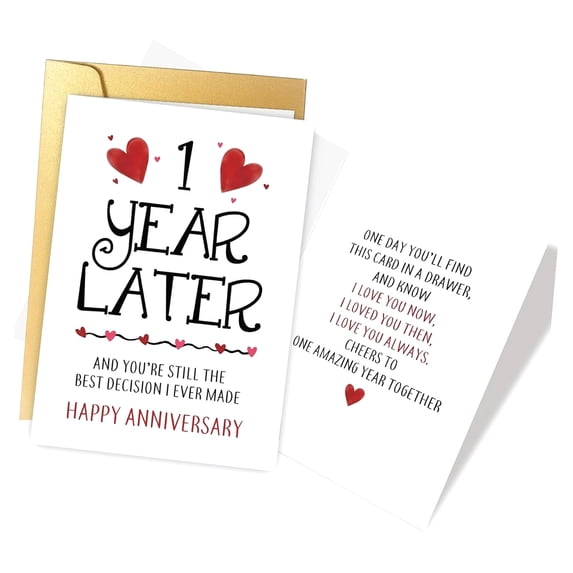 Myst Design Happy One Year Anniversary Card for Girlfriend Boyfriend ...
