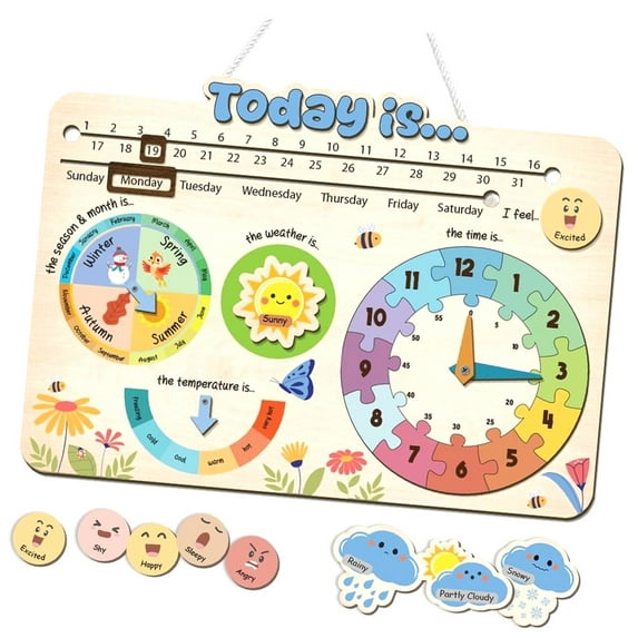 Myst Design Interactive Calendar Ages 3+, Wooden Toddler Calendar ...
