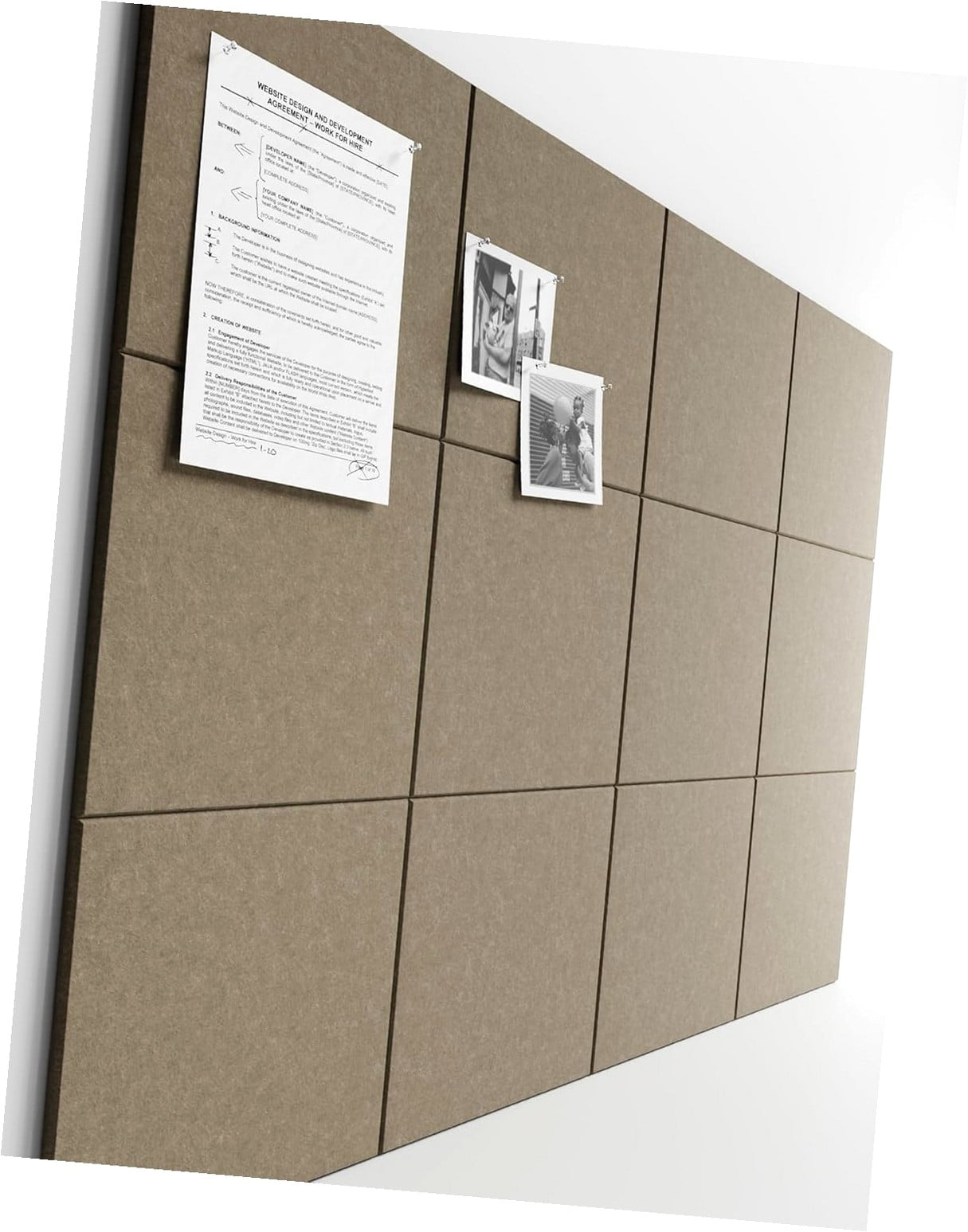 Myst Design Large Cork 47"x35" Alternative 12 Pack Felt Wall Tiles with ...