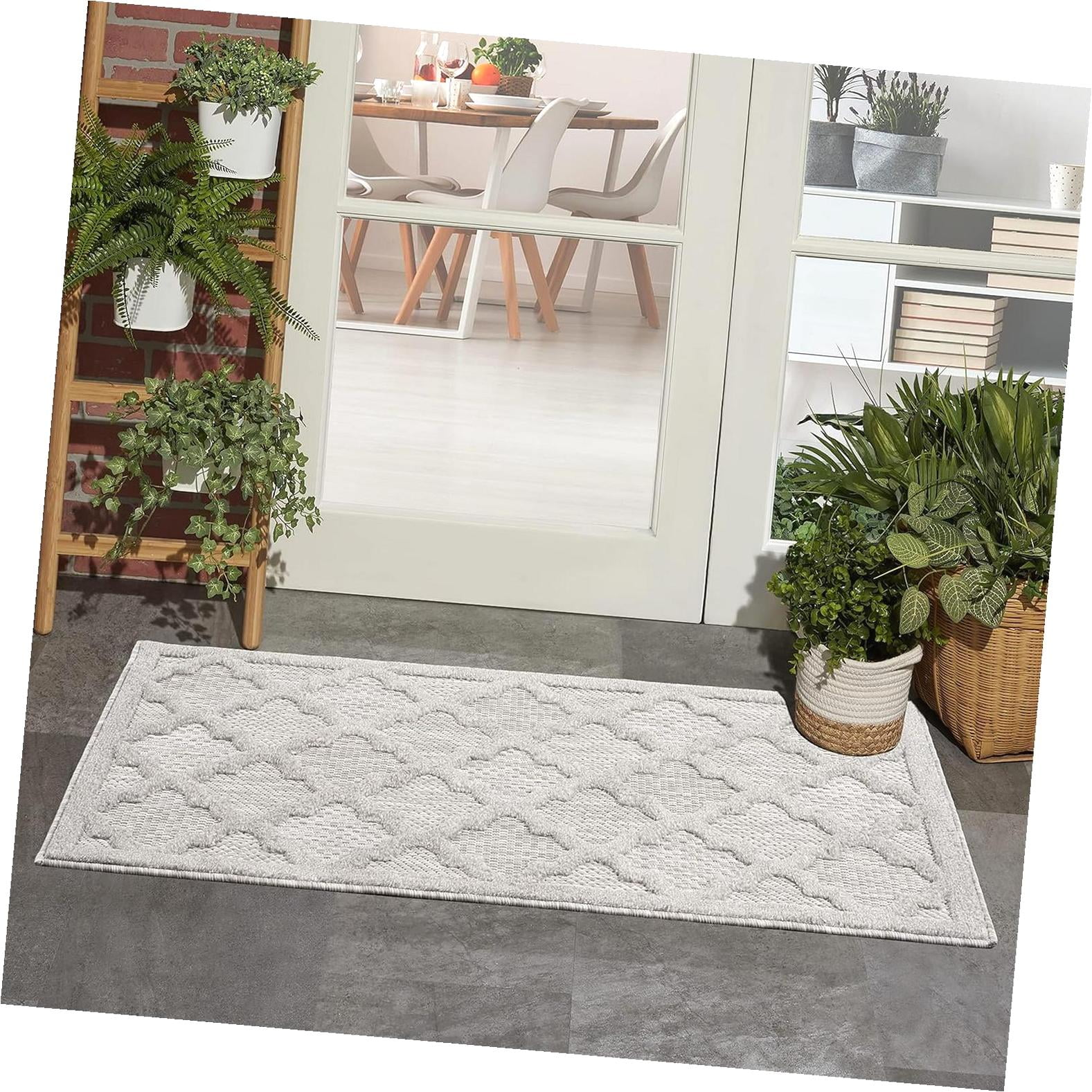 Myst Design Low Maintenance Moroccan Silver Grey 2' x 4' Rug, Trellis ...