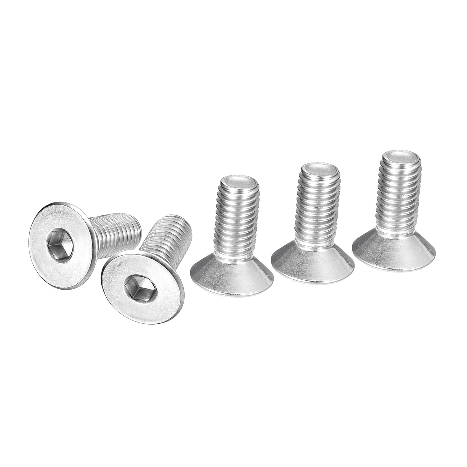 Myst Design M10-1.5 25mm Flat Cap Screws, 10 Pack 304 Steel Hex Flat ...