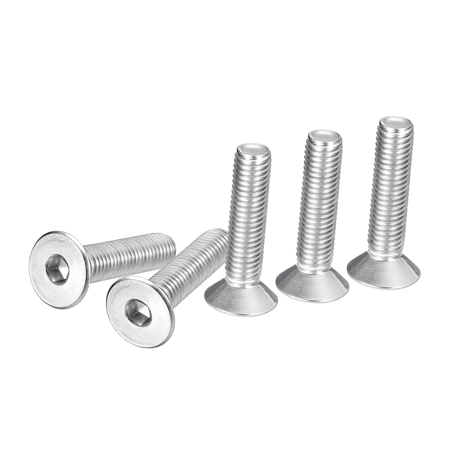 Myst Design M10-1.5 45mm Flat Cap Screws, 10 Pack 304 Steel Hex Flat ...