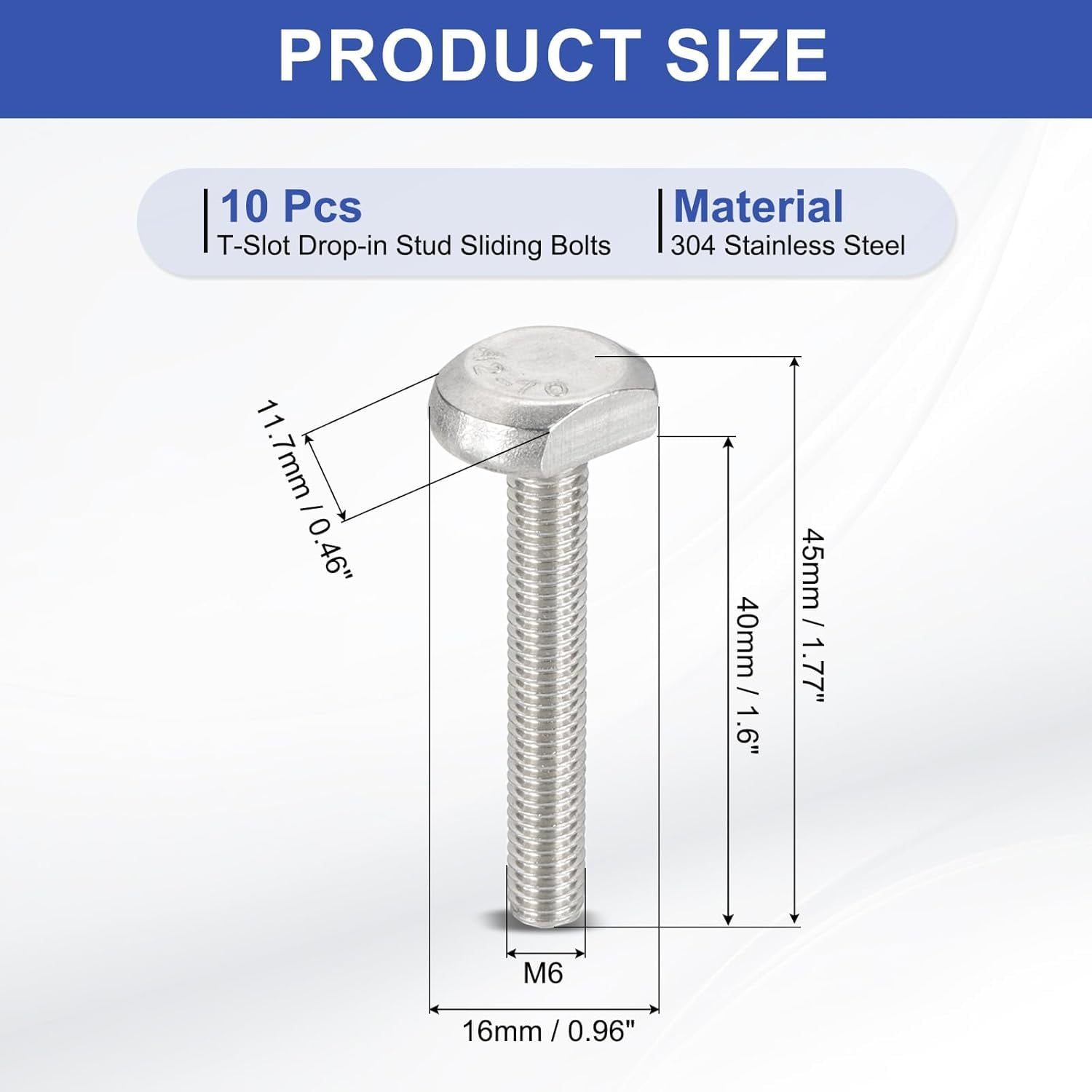 Myst Design M8 x 25 mm T Slot Bolts, 20 Pieces 304 Steel Drop-in Bolt T ...