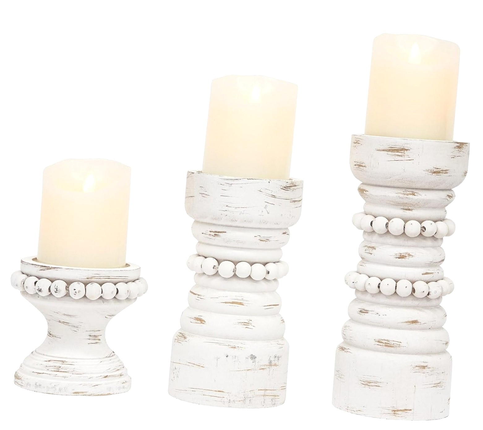 Myst Design MODE Wood Holders Set of 3, Farmhouse Wood Pillar Holder ...