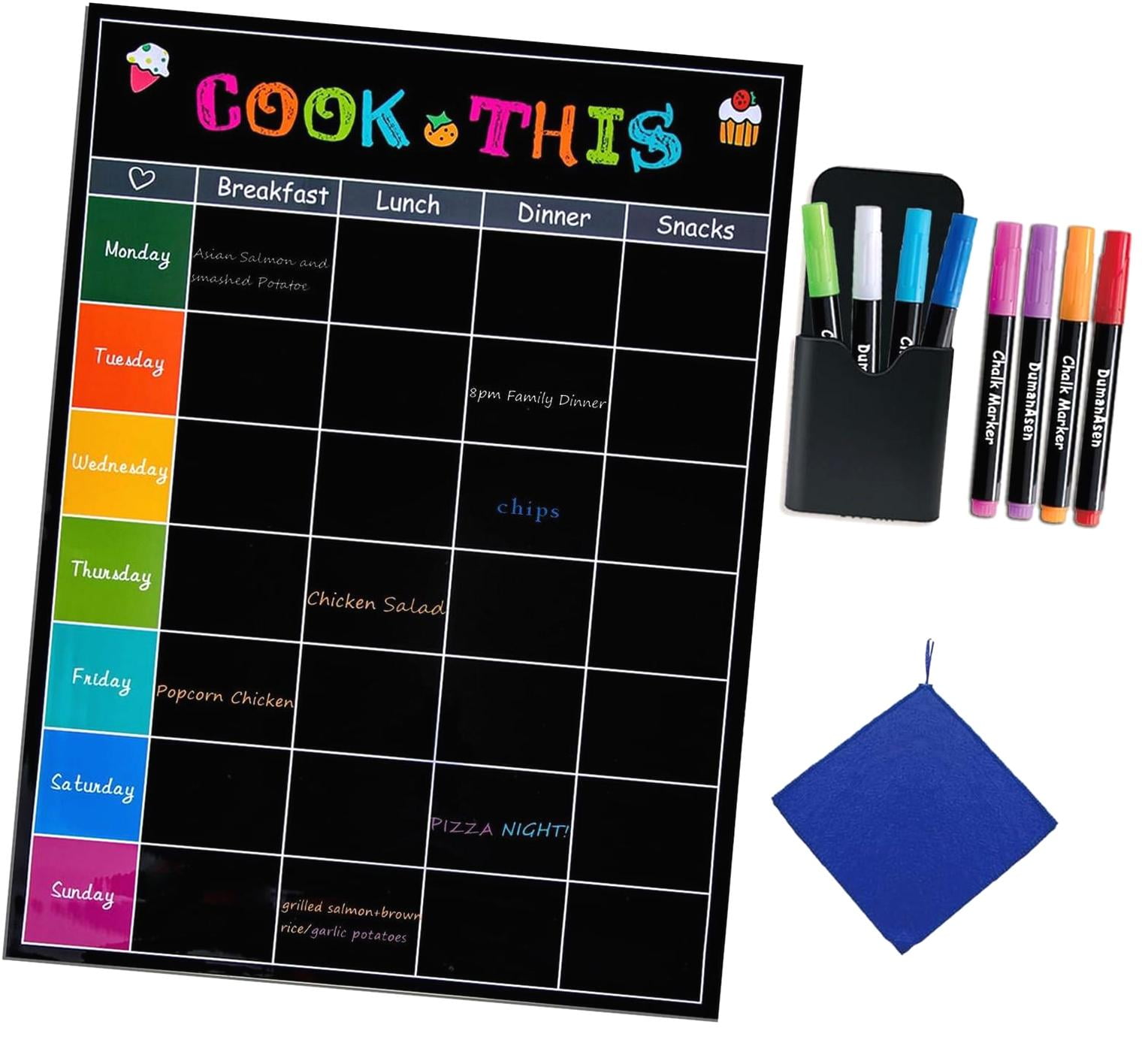 Myst Design Magnetic White Board, featuring a 16" x 12" weekly menu planner and calendar for ...