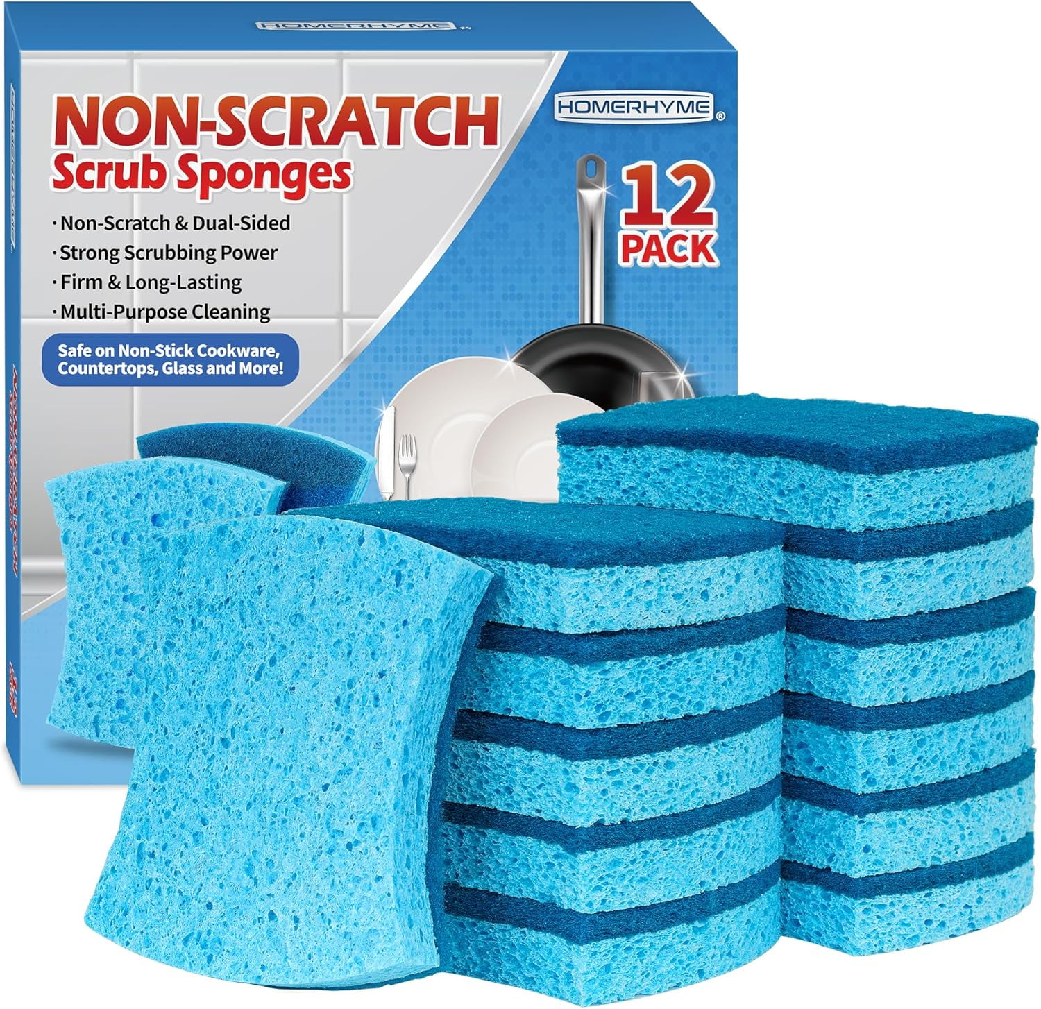 Myst Design Non-Scratch Cellulose Scrub Sponges 12 Pack, Sponges en ...