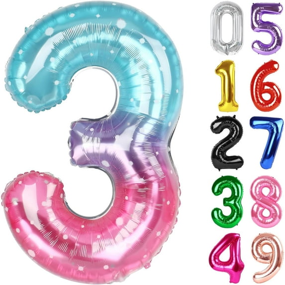Myst Design Number 3 Balloon 40 Inch, 3rd Birthday Celebration Supplies ...