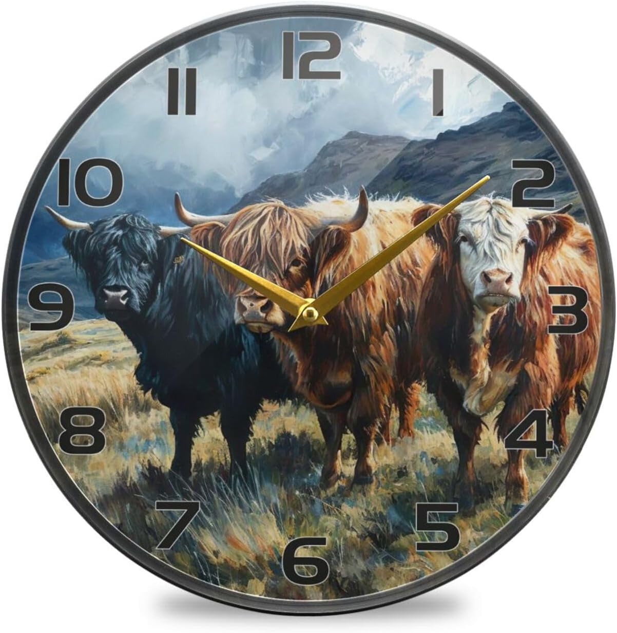 Myst Design Oil Painting of Yak on Grass Round Wall Clock, Home ...