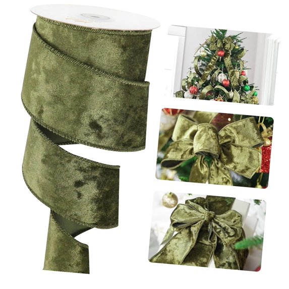 Myst Design Olive Wired Velvet 2-1/2 inch, Velvet Wire for Christmas ...