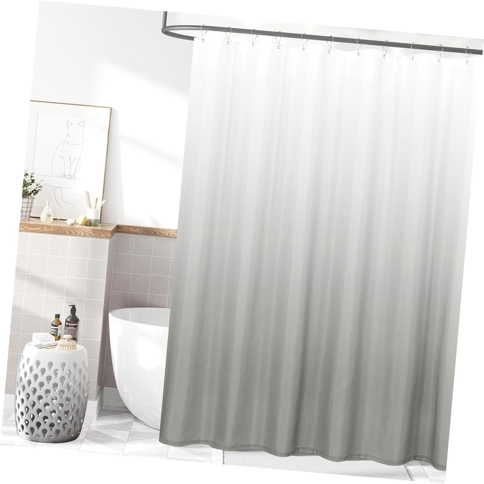 Myst Design Ombre Grey Shower Curtain for Bathroom Gradual Color Design ...