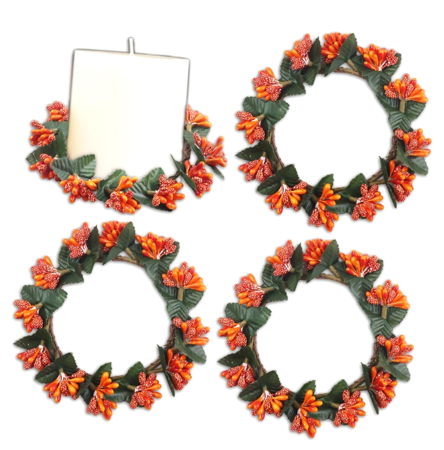 Myst Design Orange Fall Wreaths Set, 5 Inch Small Christmas Wreath with ...