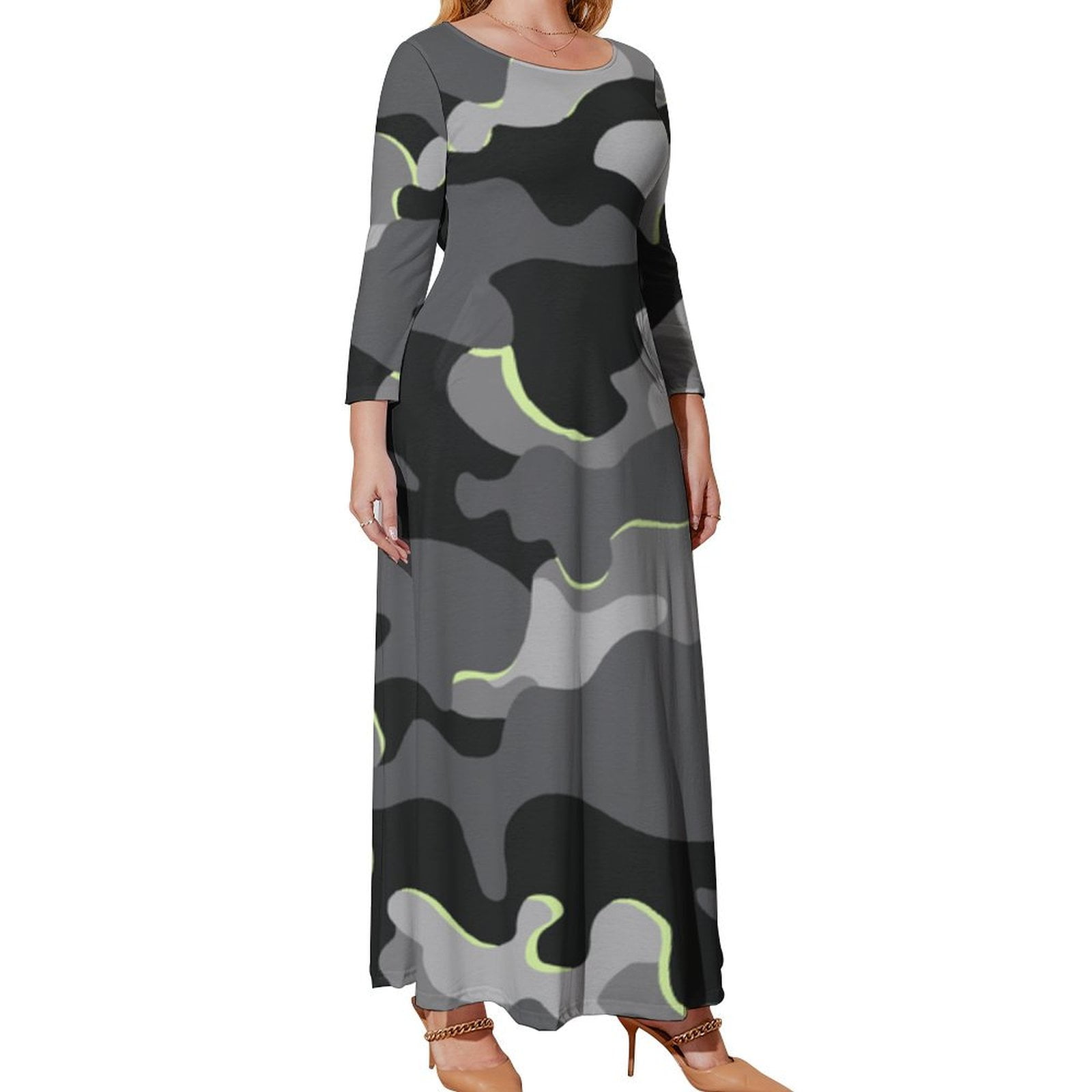 Myst Design Oversized Women's Long Sleeve Dresses, Camouflage Military ...
