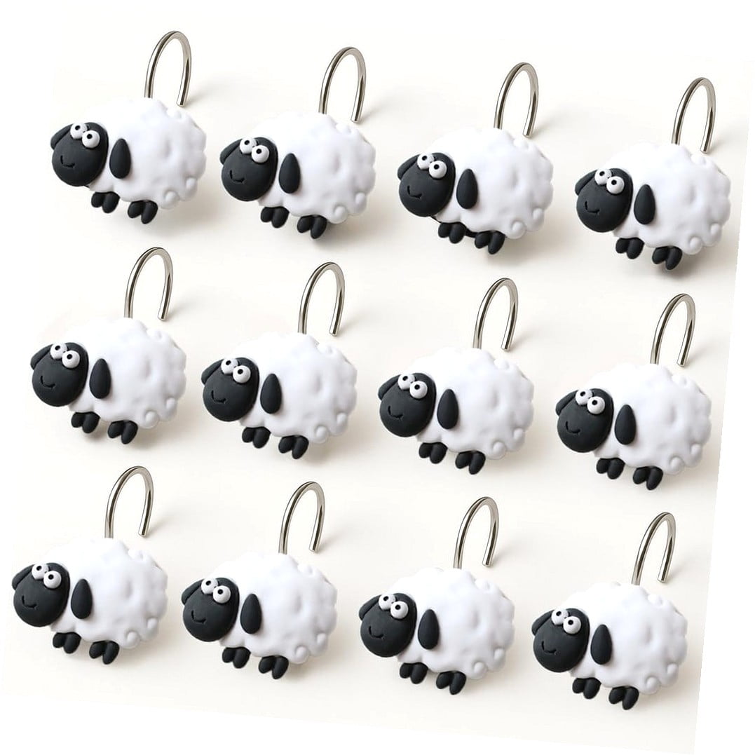 Myst Design Pack of 12 Sheep Shower Curtain – Farm Bathroom Decor ...